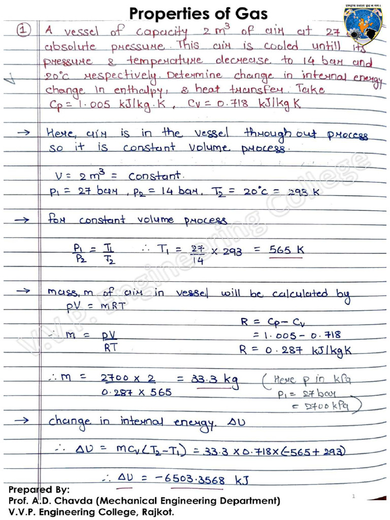 Properties of Gas Examples | PDF