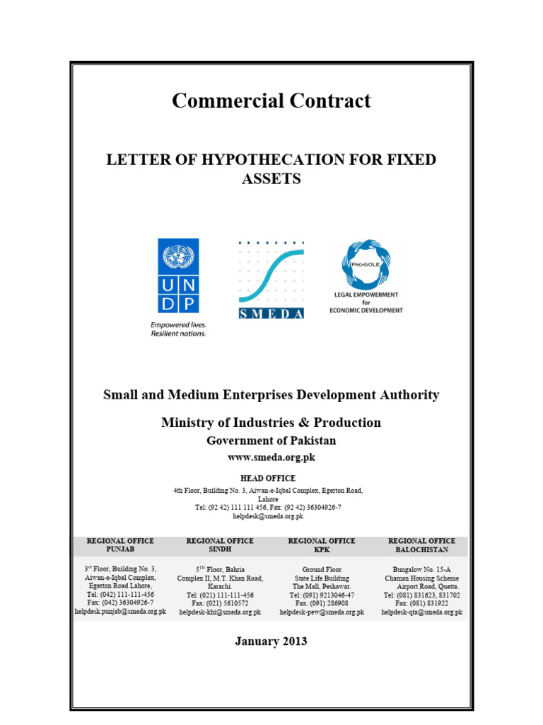 Letter of Hypothecation For Fixad Assets | PDF | Indemnity | Insurance