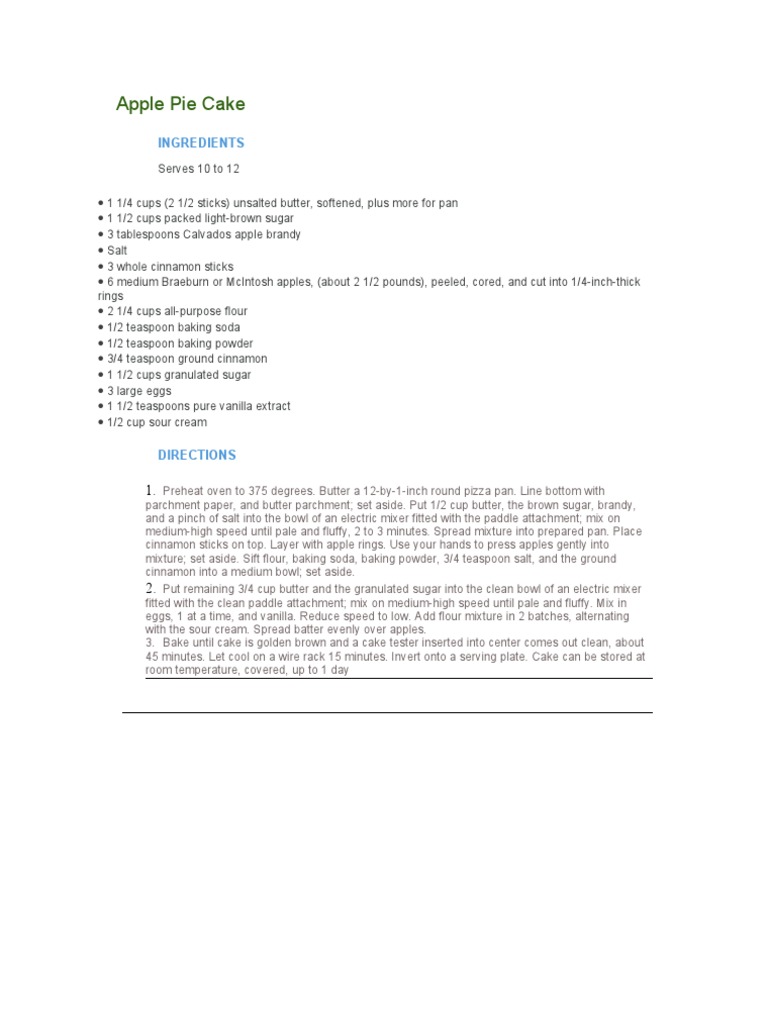 Martha Apple Pie Cake | PDF | Cakes | Baking