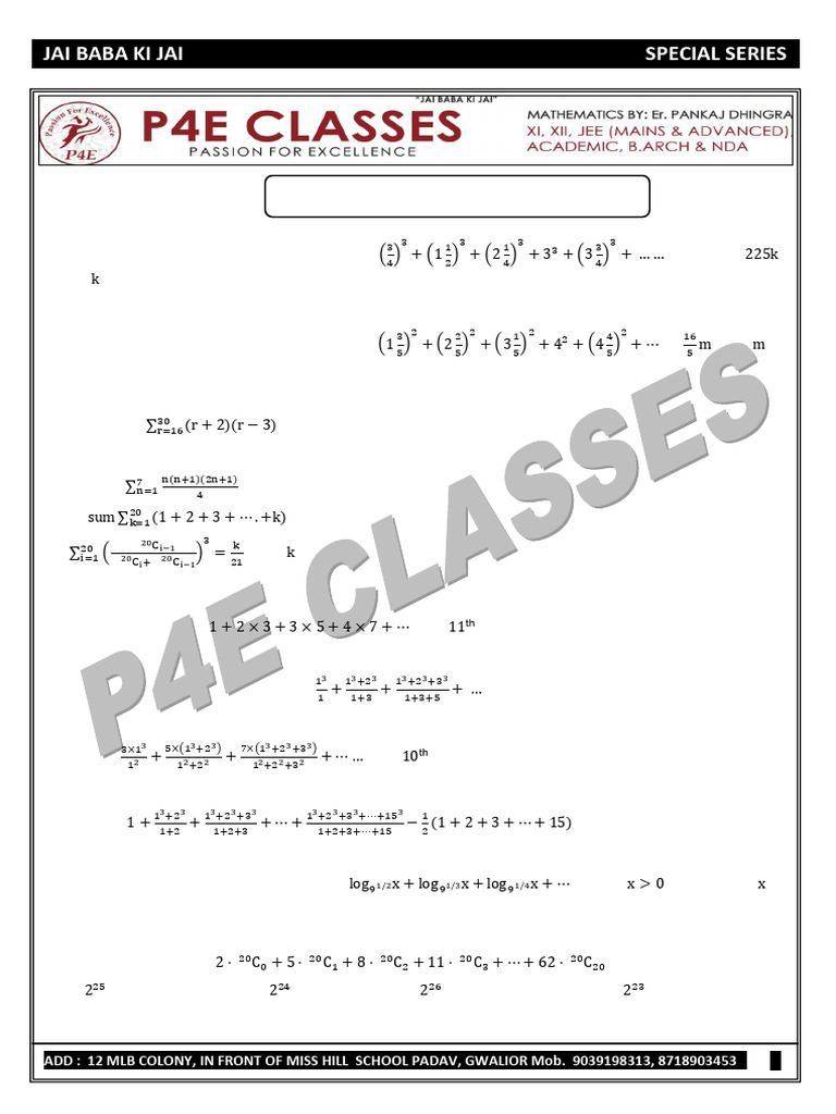 Special Series Math Problems Solutions | PDF | Chess Theory | Chess
