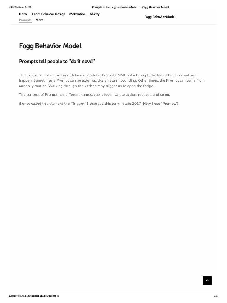 Understanding Prompts in Behavior Design | PDF | Facebook | Behavior