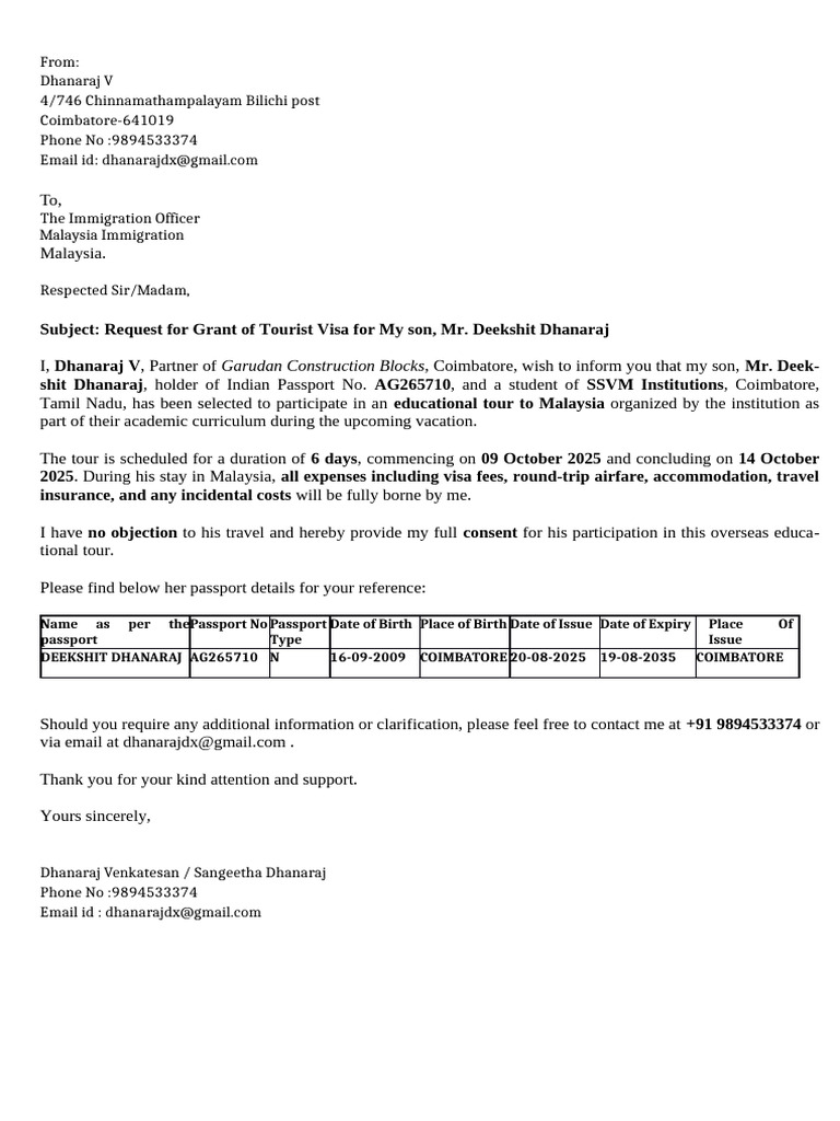 Sample NOC Letter Format - Malaysia-1 | PDF