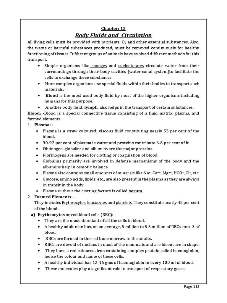 I PUC Biology Notes MI 2025-26-114-129 | PDF | Ventricle (Heart ...