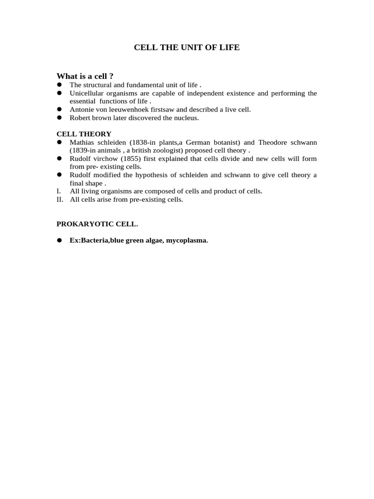 Cell The Unit of Life | PDF
