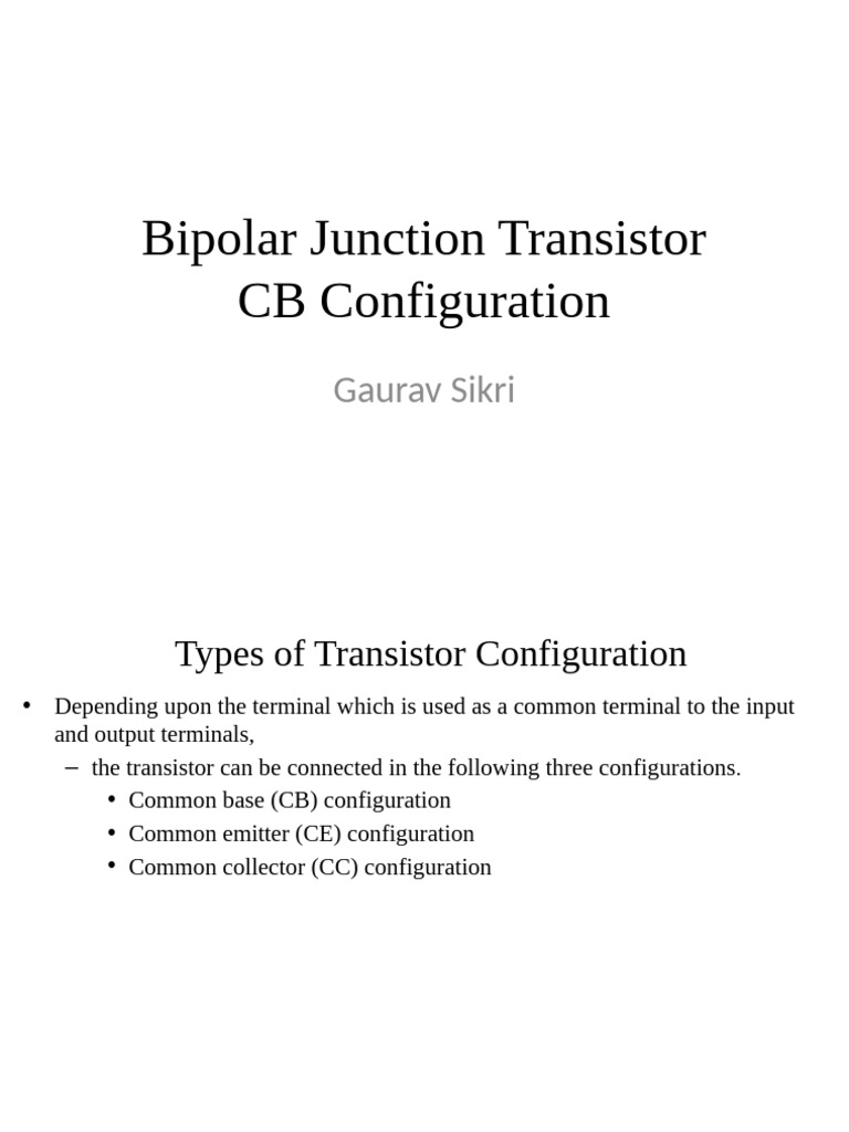 Common Base Transistor Configuration Guide | PDF | Bipolar Junction ...