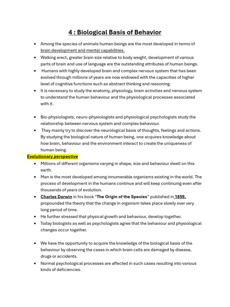Biological Foundations of Human Behavior | PDF | Behavior | Evolution