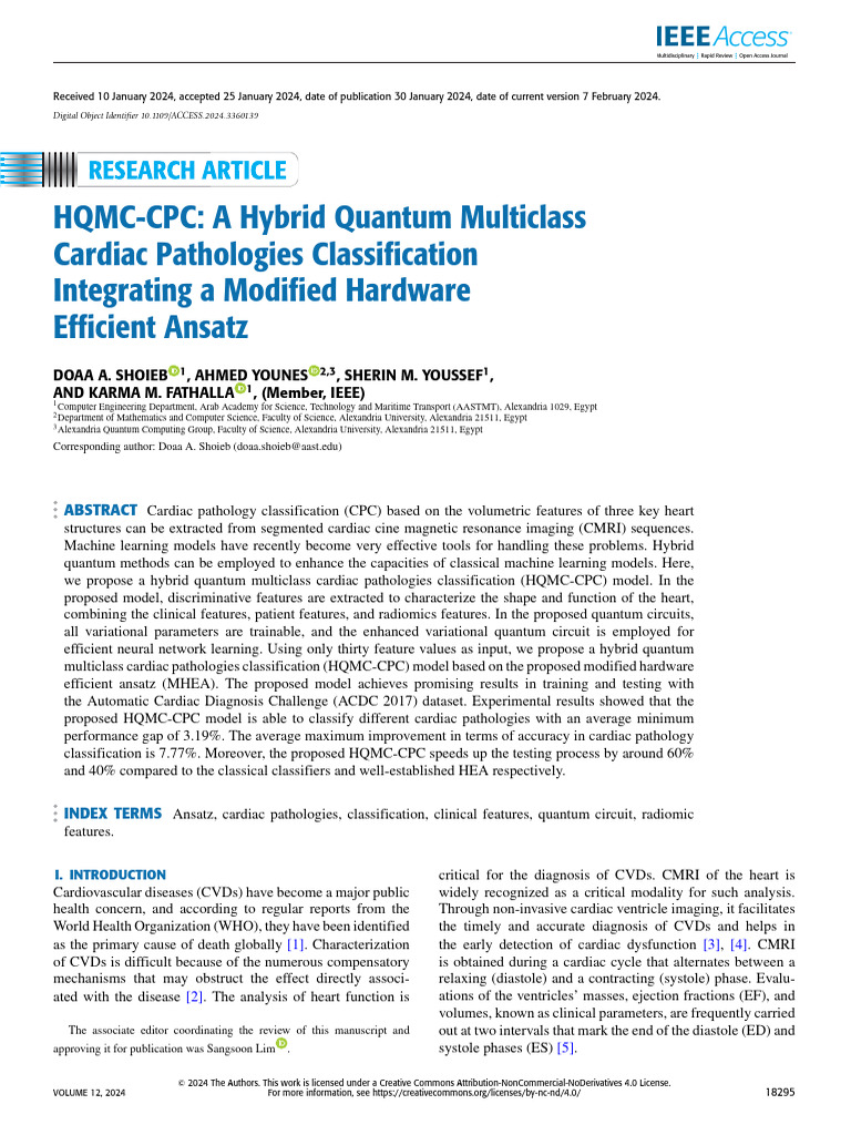 HQMC-CPC A Hybrid Quantum Multiclass Cardiac Pathologies Classification ...