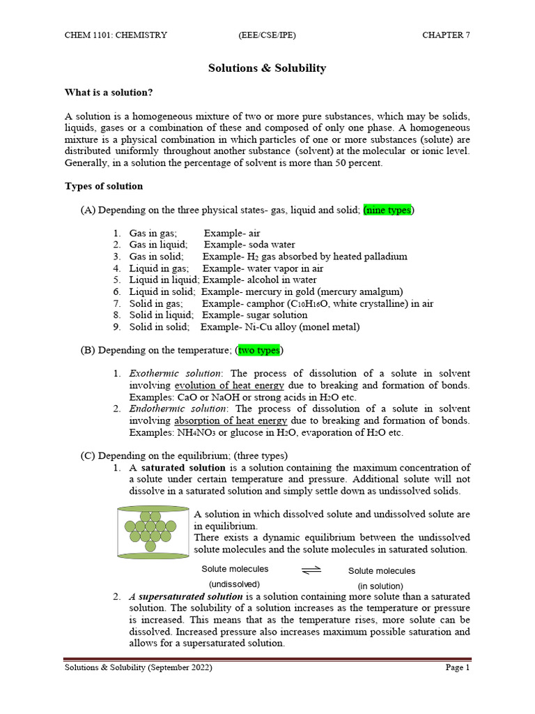 Solutions and Solubility in Chemistry | PDF | Chemical Polarity | Solvation