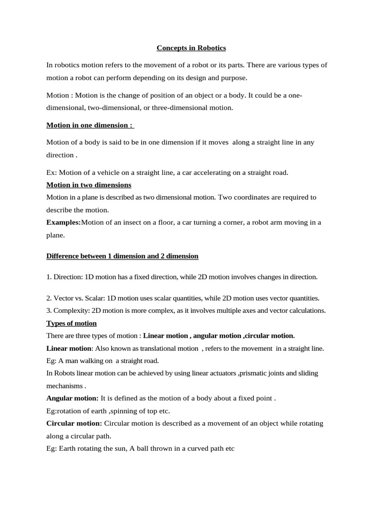 Understanding Robot Motion Types and Joints | PDF | Rotation | Rotation ...