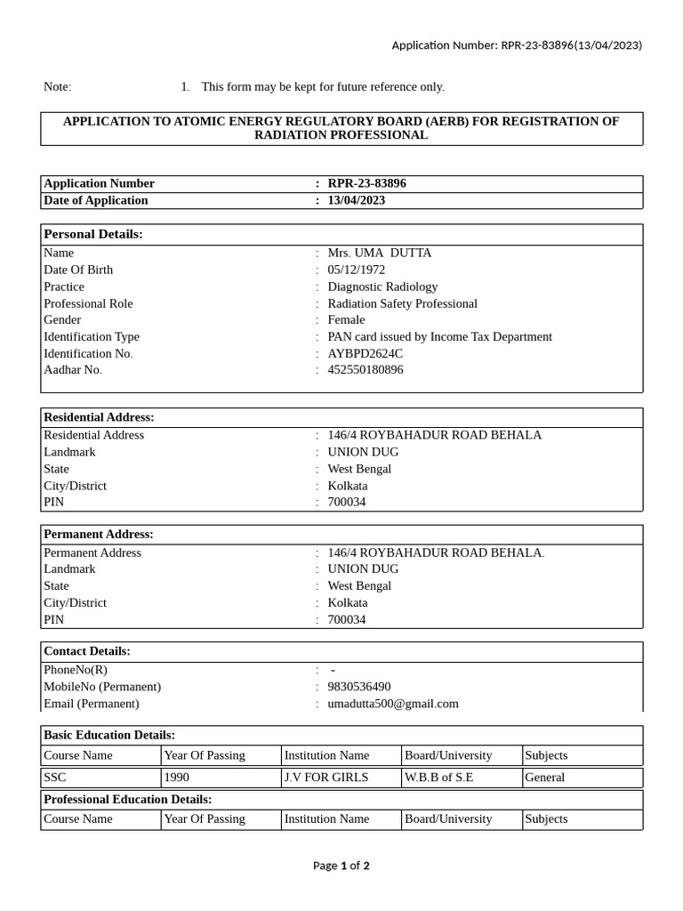 Application Form 20230413163747050-1 | PDF | Radiology | Medical Physics