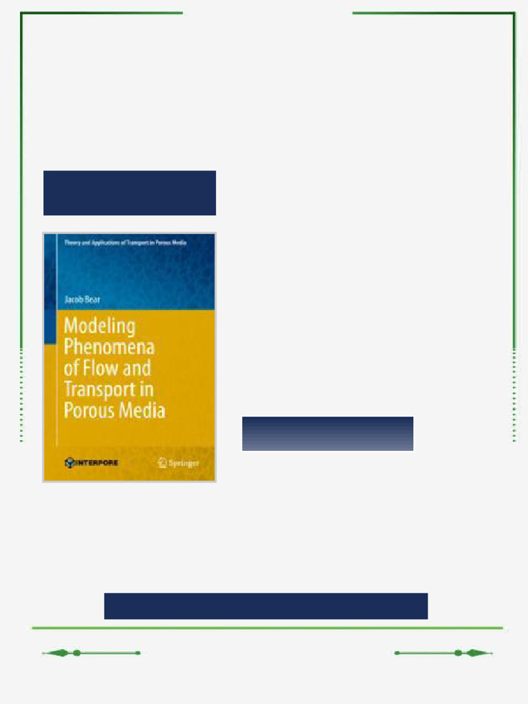 Modeling Phenomena of Flow and Transport in Porous Media 1st Edition ...