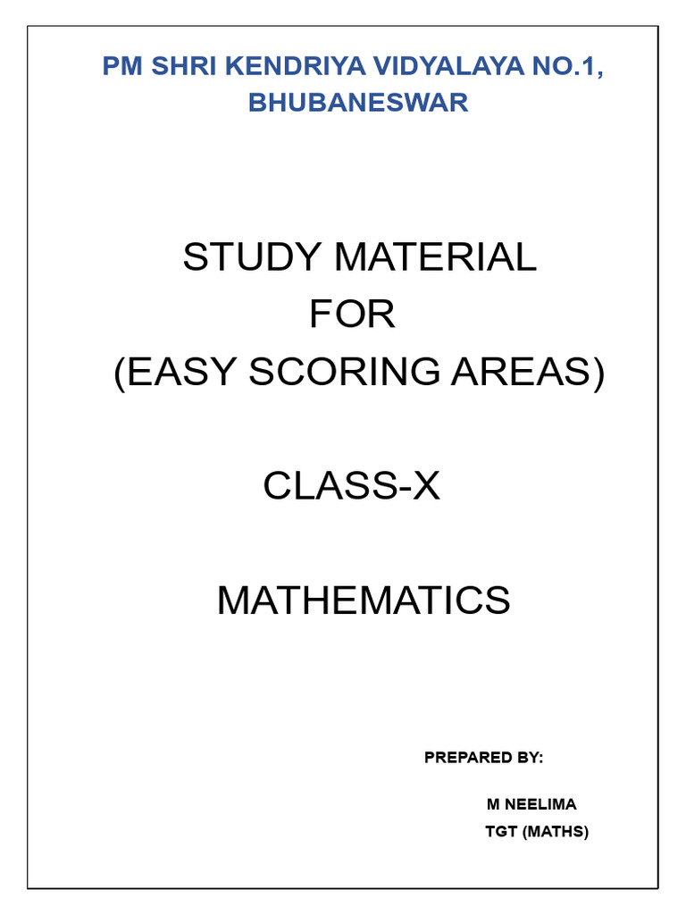 Class X Mathematics Study Material | PDF | Polynomial | Area