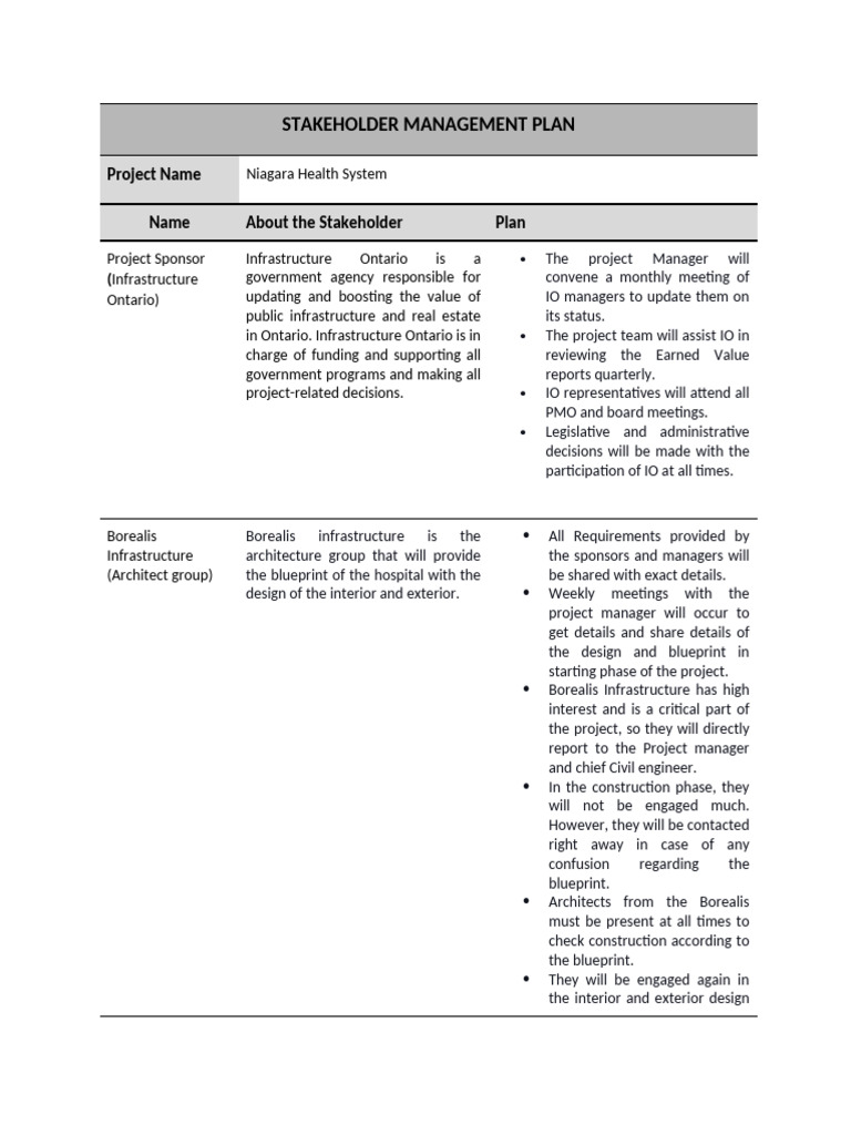 Stakeholder Management Plan | PDF