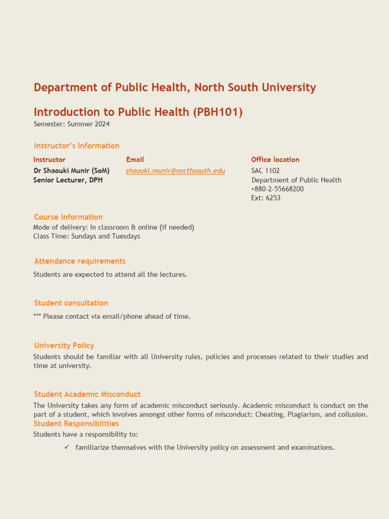 Public Health Course Overview Summer 2024 | PDF | Non Communicable ...