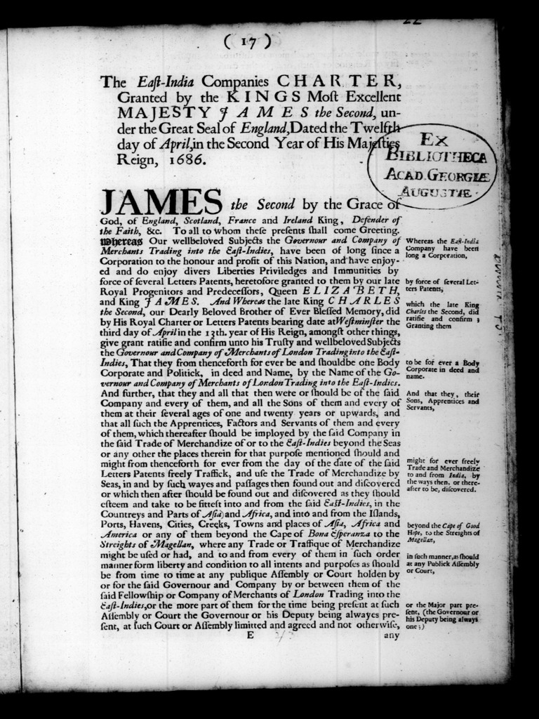 East India Company Royal Charter 1686 | PDF | Government Of The United ...