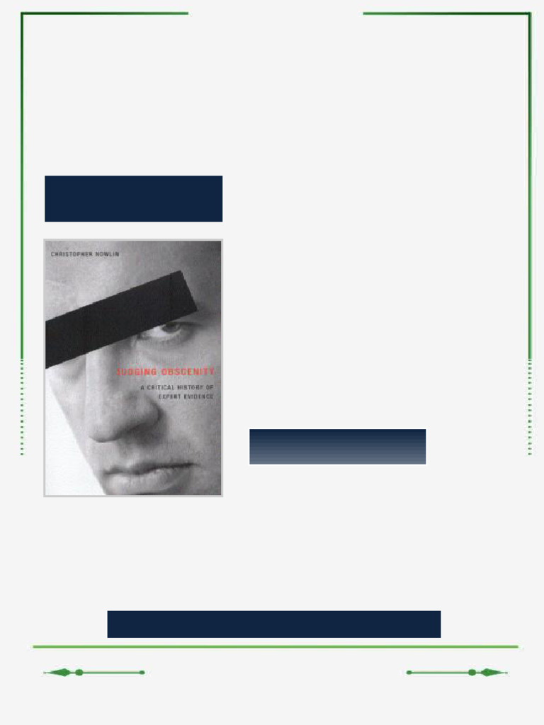 Judging Obscenity A Critical History of Expert Evidence 1st Edition ...