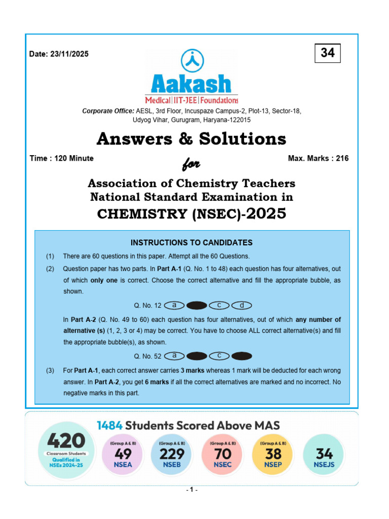 NSEC 2025 Chemistry Exam Instructions | PDF | Alanine | Phosphate