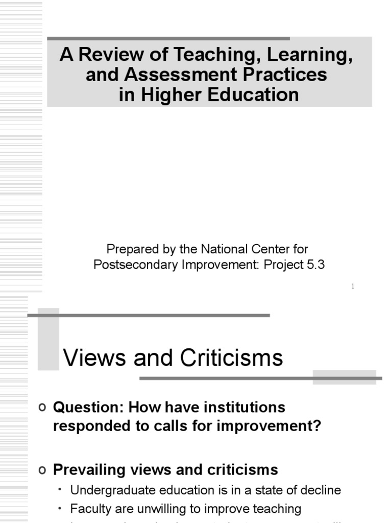A Review of Teaching, Learning, and Assessment Practices in Higher ...