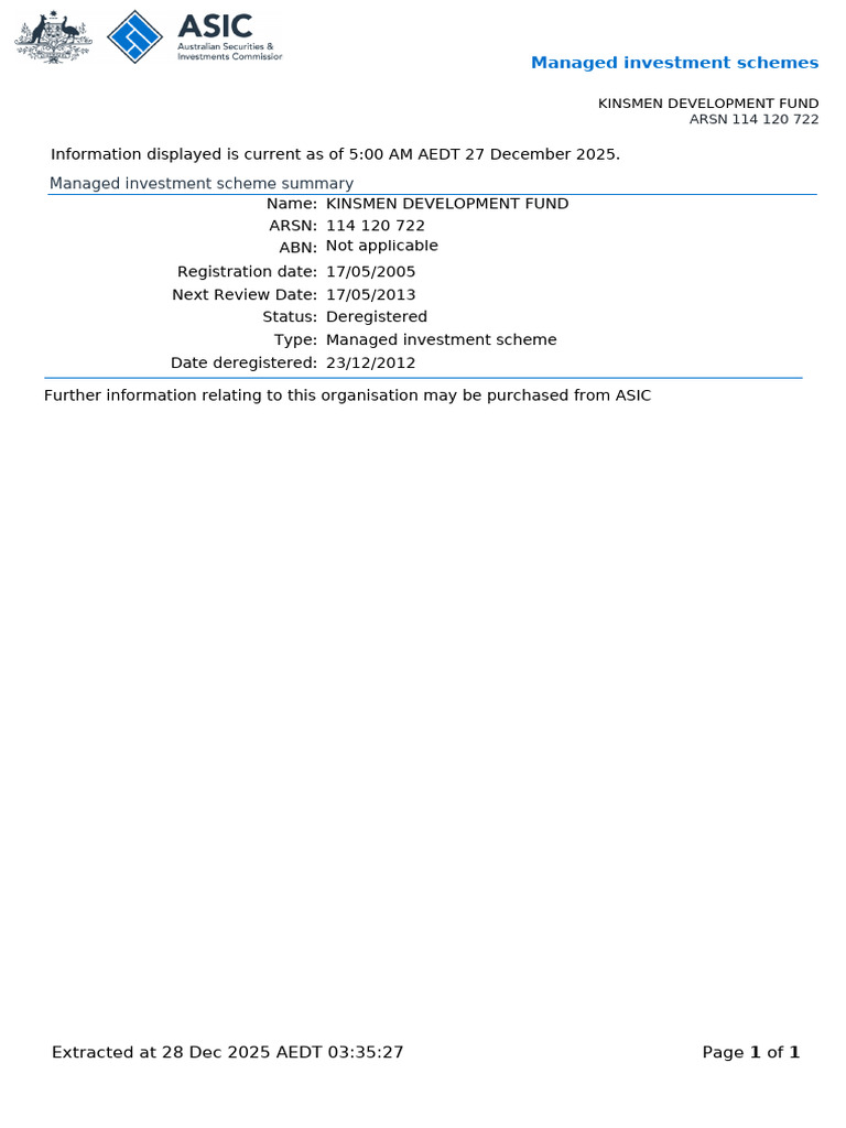 Managed Investment Scheme Summary | PDF