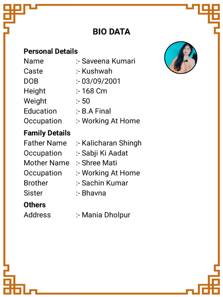 Saveena Kumari Bio Data Summary | PDF