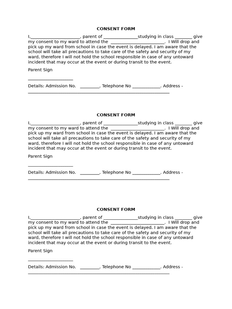 School Event Consent Form Template | PDF