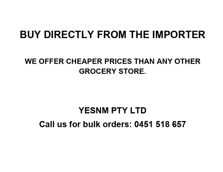 Buy Directly From The Importer | PDF