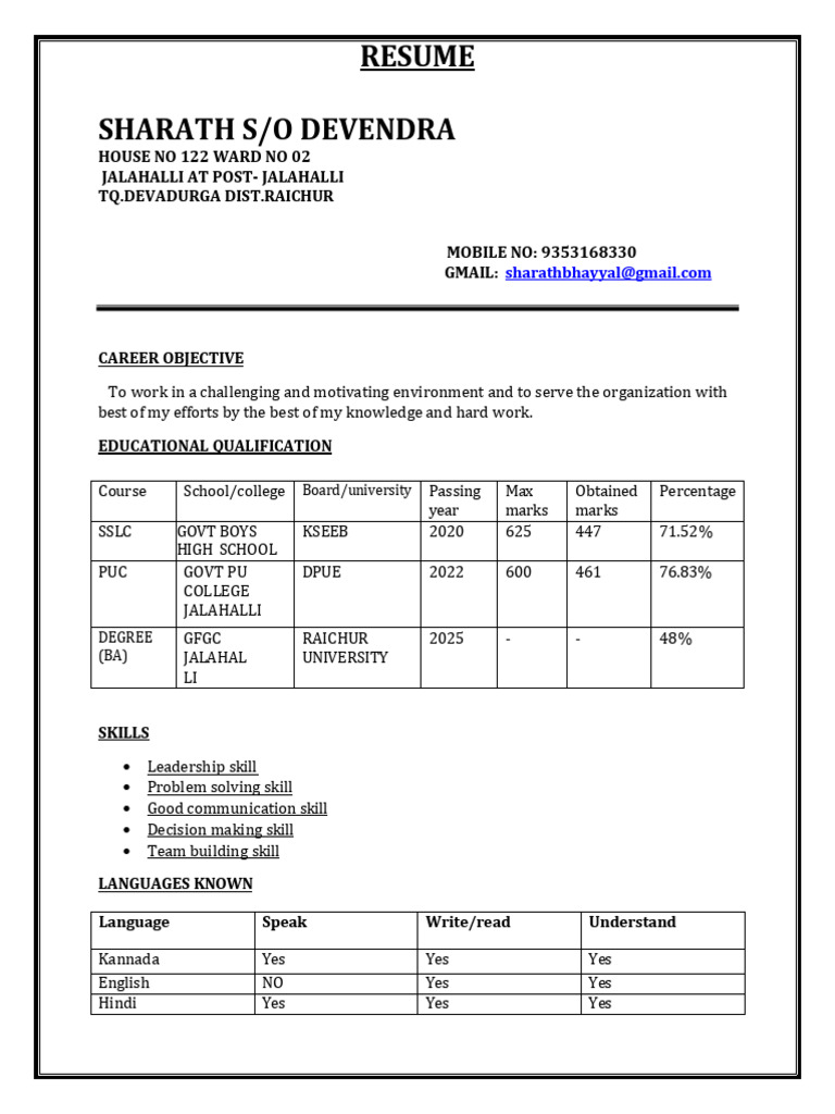 Sharath Resume | PDF