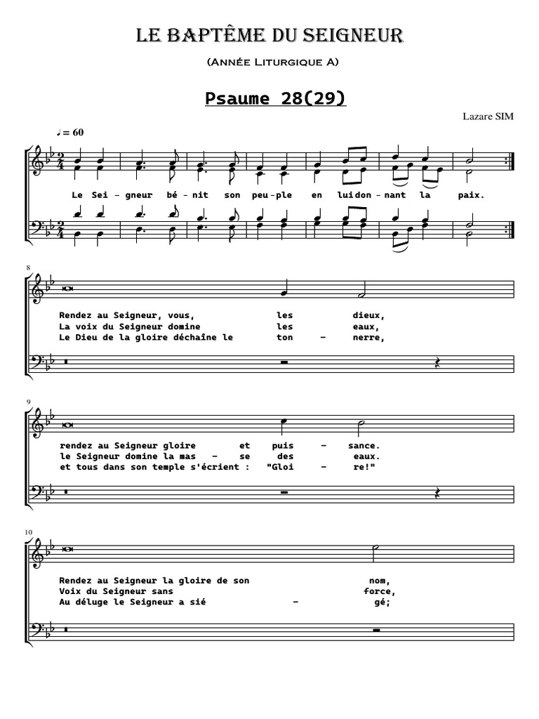 Baptême du Seigneur : Psaume 28 | PDF | Liturgie et culte chrétien ...