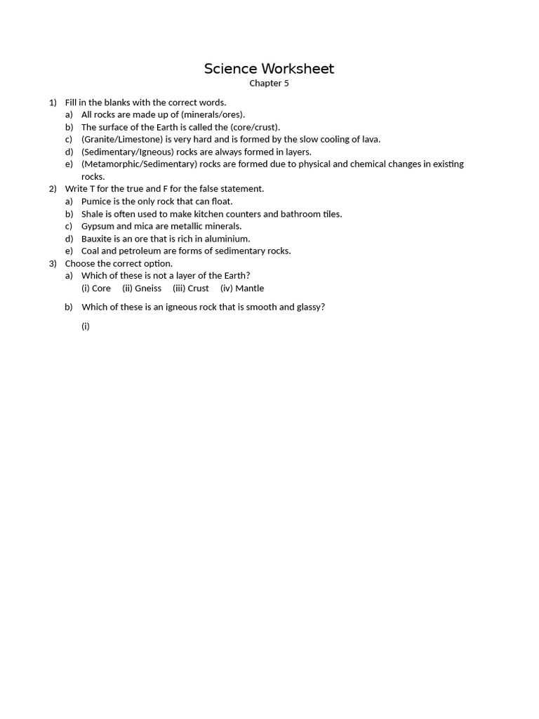 Science Worksheet | PDF