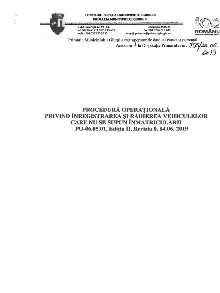 Inreg Si Radierea Vehiculelor | PDF