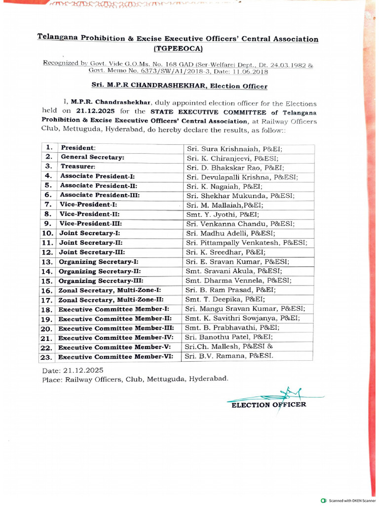 State Executive Committee Declaration - 1 | PDF