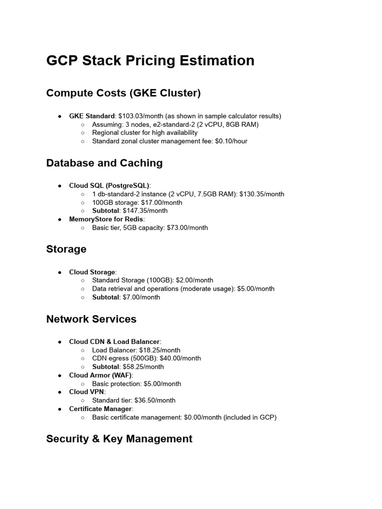 GCP Monthly Cost Breakdown & Savings Tips | PDF