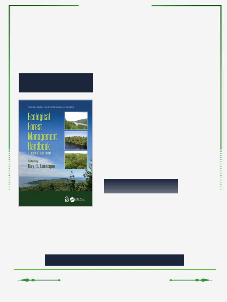 Ecological Forest Management Handbook 2nd Edition Guy R. Larocque Ebook ...