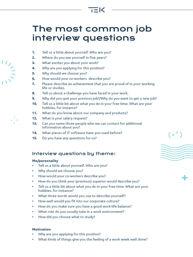 Essential Job Interview Questions Guide | PDF | Cognition
