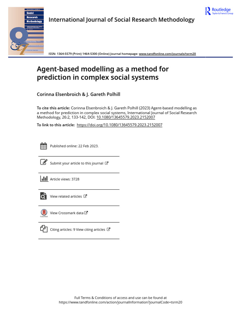 Agent-Based Modelling As A Method For Prediction in Complex Social ...