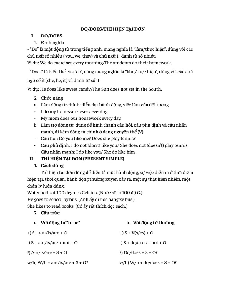 Do - Does - Thì HTĐ | PDF