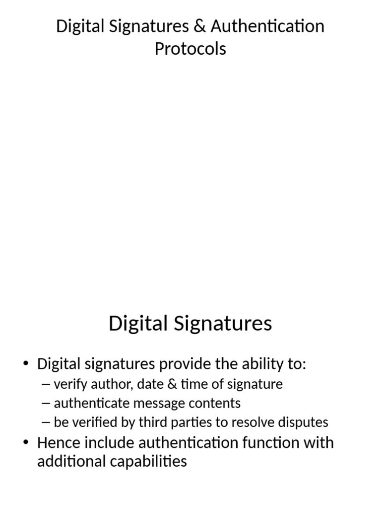 Digital Signatures & Authentication Protocols | PDF | Public Key ...