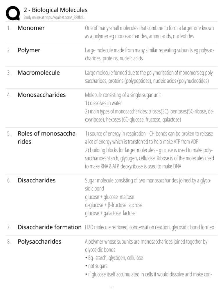 Biological Molecules: Structure & Function | PDF | Fatty Acid ...