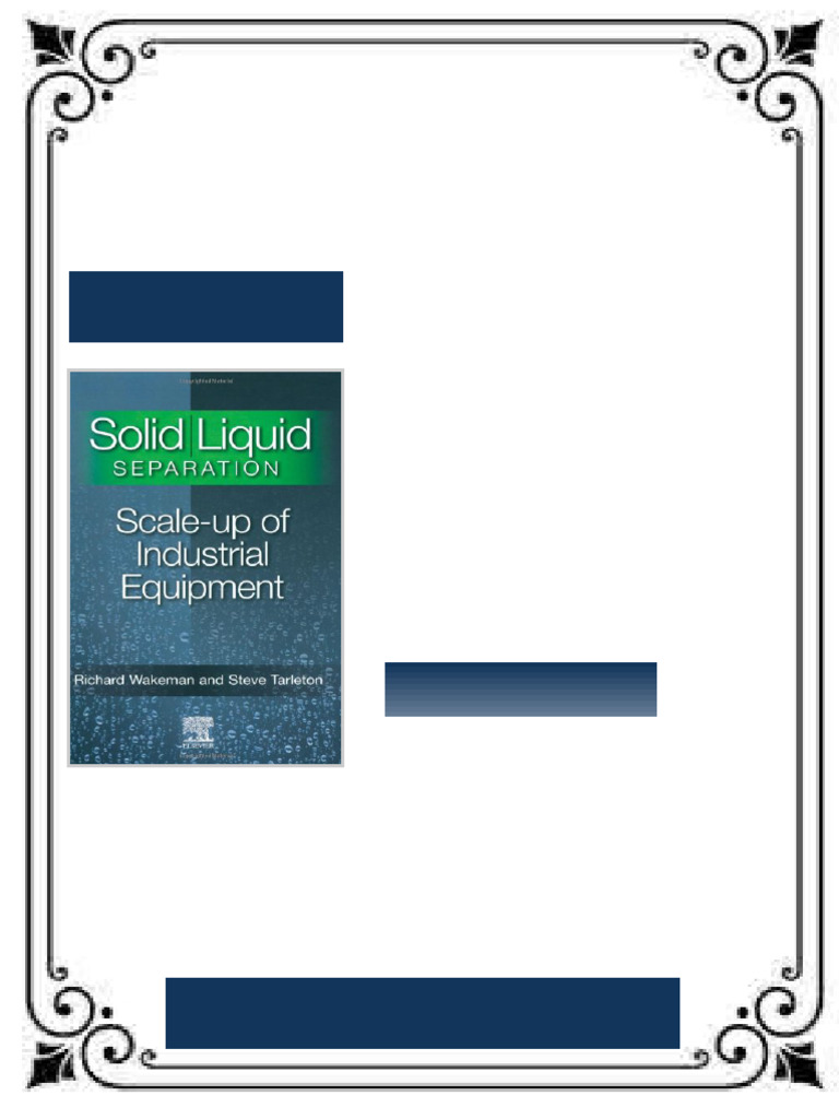 Solid Liquid Separation Scale Up of Industrial Equipment 1st Edition ...