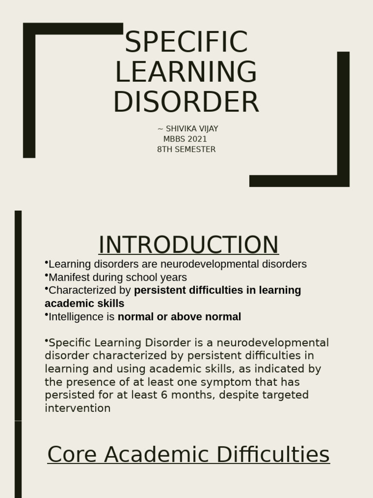 Specific Learning Disorder | PDF | Learning Disability | Mental Disorder