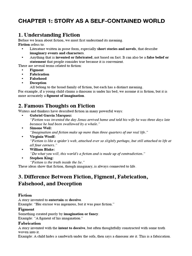 Unit - 4 - Chapter - 1 - Story As A Self-Contained World | PDF ...