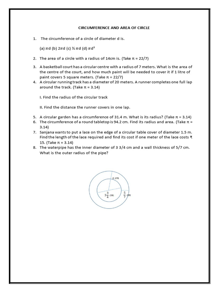 Circle Circumference and Area Calculations | PDF