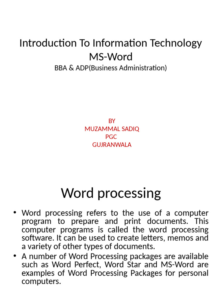 Intro To Information Technology BBA MS Word | PDF | Typefaces ...