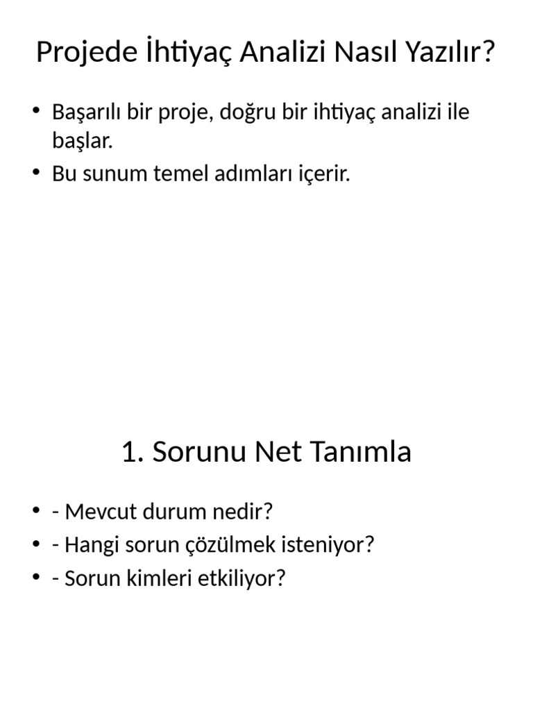 Ihtiyac Analizi Sunumu | PDF