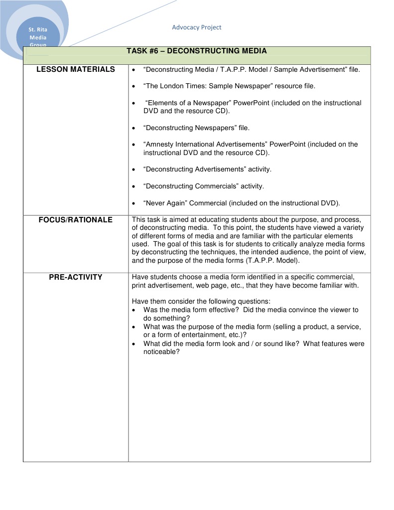 1 Task 6 Teacher Notes | PDF | Mass Media | Advertising