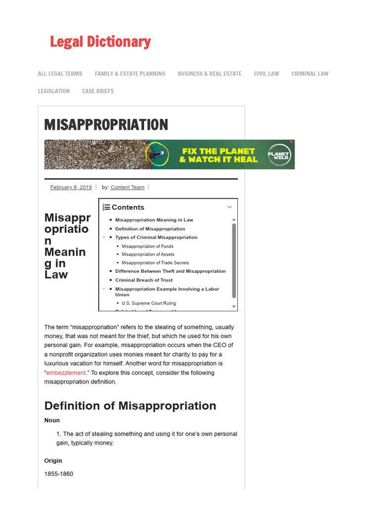 Misappropriation - Definition, Examples, Cases, Processes | PDF ...