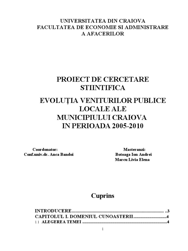 Proiect Cercetare | PDF