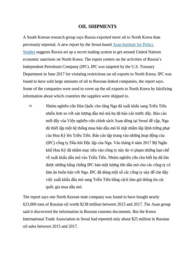 Oil Shipments-Translate Text | PDF
