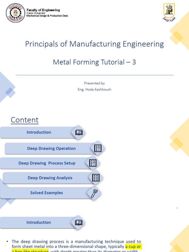 Deep Drawing Process Tutorial Guide | PDF | Sheet Metal | Building ...