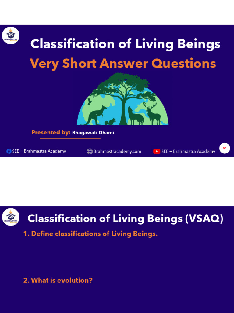 Classification of Living Beings 1 Marks Temp | PDF | Taxonomy (Biology ...